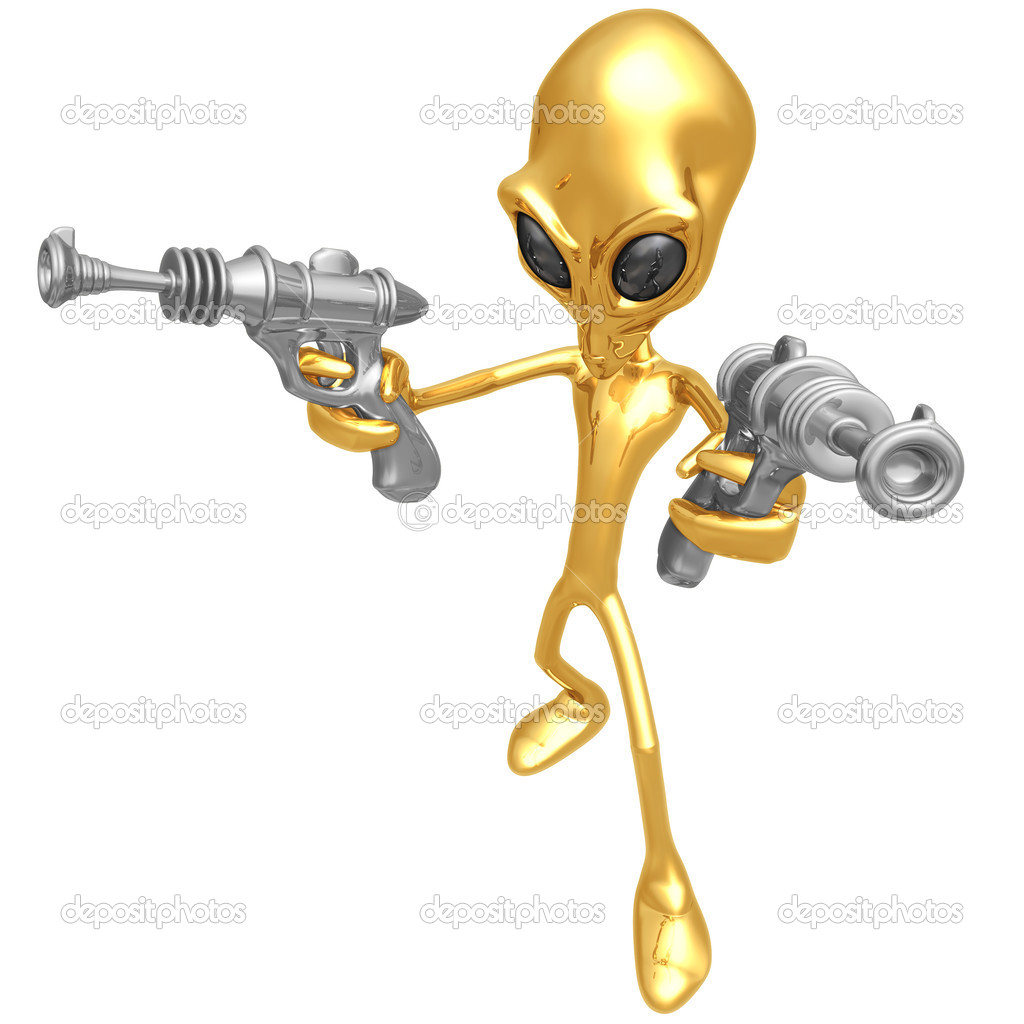 Alien Invader With Retro Rayguns — Stock Photo © LuMaxArt #12284028