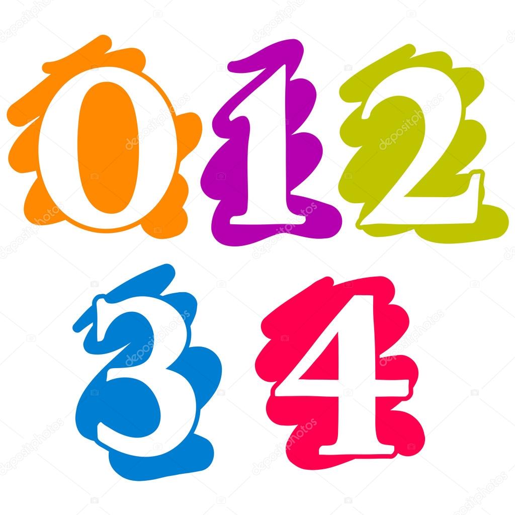 Color doodle dígitos números splash 01234 — Vector de stock © a__n ...