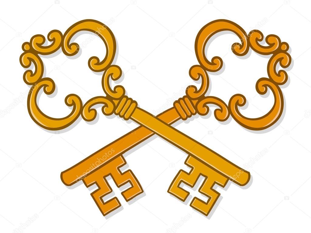 Chaves cruzadas de ouro ornamentadas — Vetor de Stock © a__n #33205543