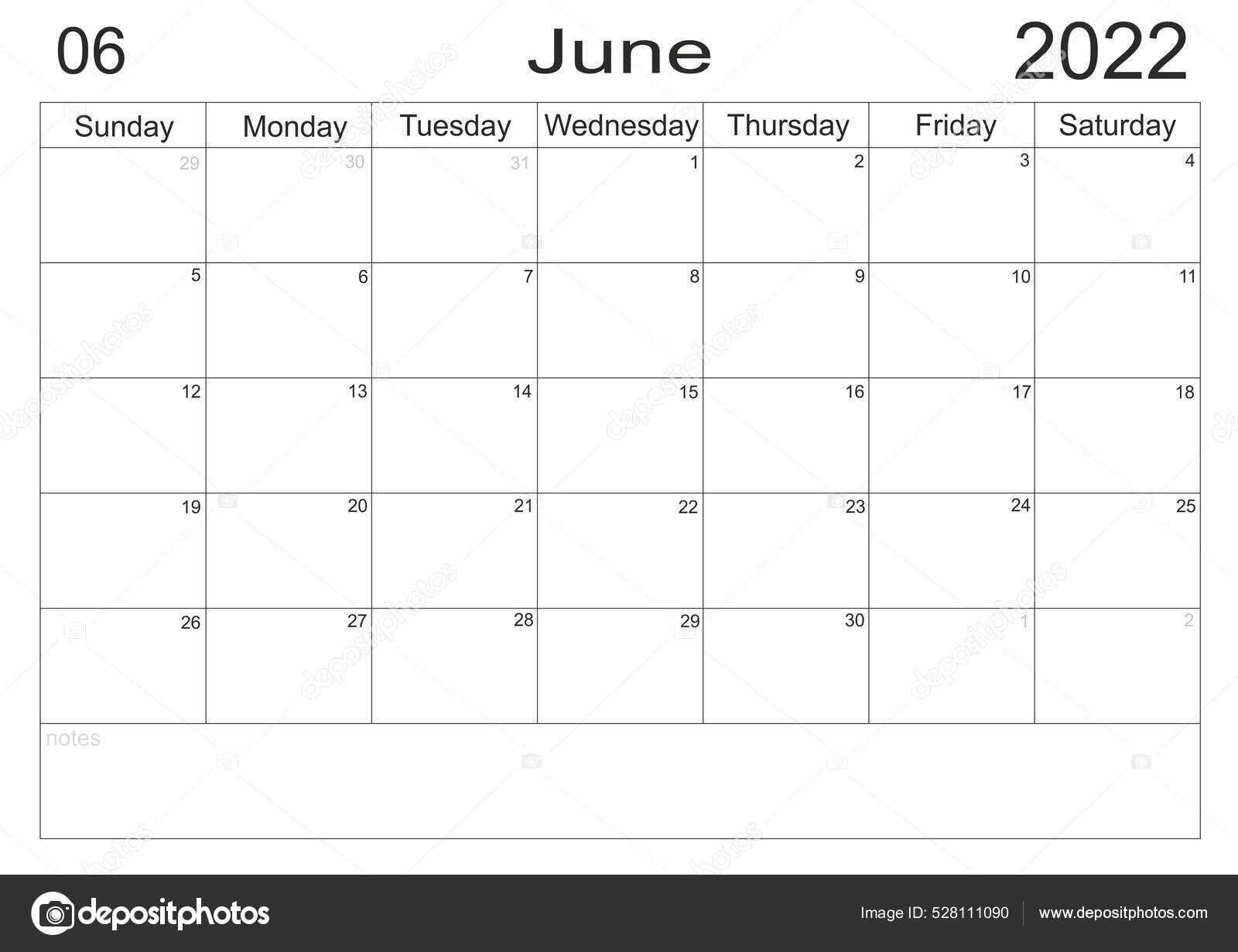 Naptár Június 2022 Menetrend Üres Jegyzet Csinálni Lista Papíron Háttér ...