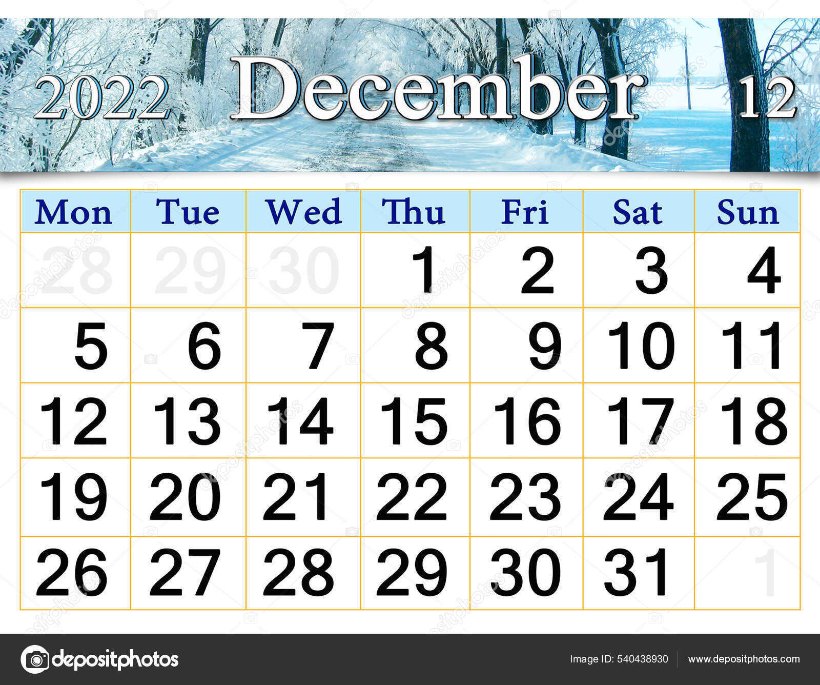 December 2022 Calendar Organizer Plan Reminder Nature Background ...