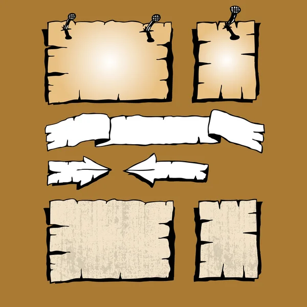 Wooden signs with old paper — Stock Vector © gladcov #3359220