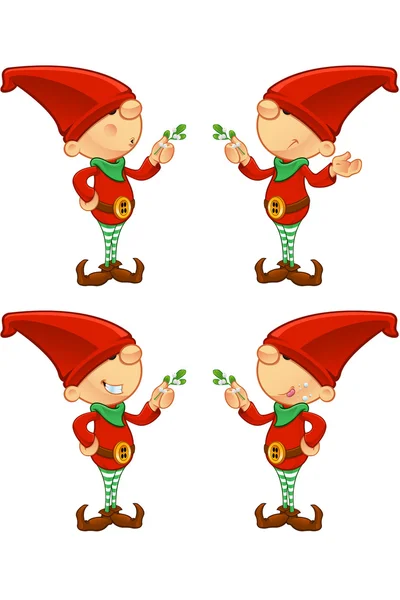 Vector Illustration Set Cartoon Elves Boy Isolated White Background ...