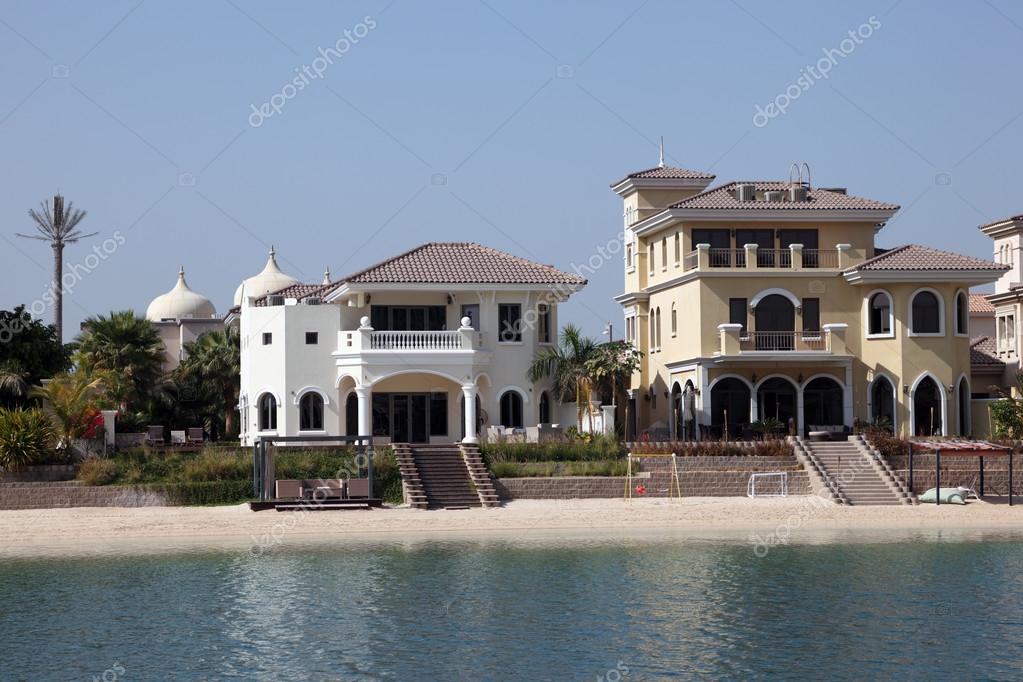 Luxury waterfront buildings at the Palm Jumeirah, Dubai, United Arab ...