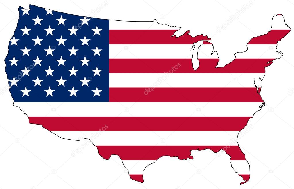 Map of the United States of America in national colors Stock ...