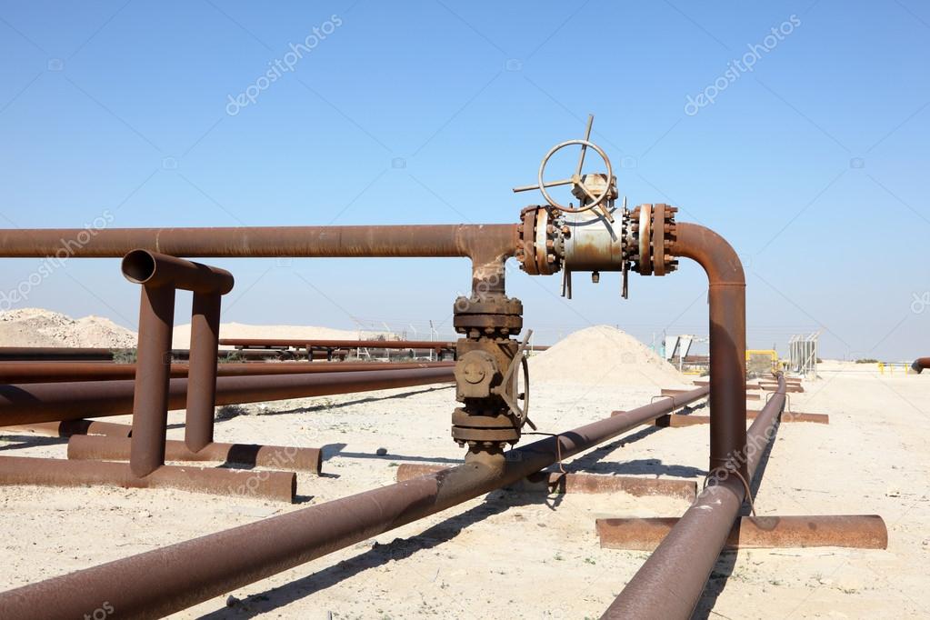 Oil pipeline in the desert of Bahrain. Middle East Stock Photo by ...