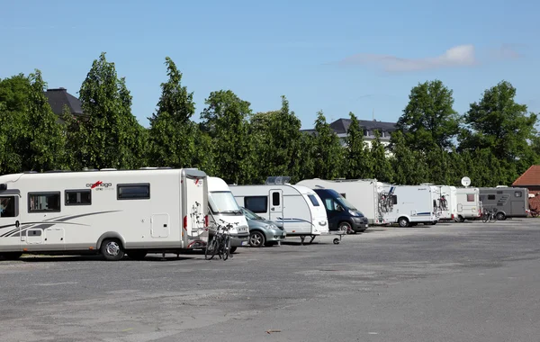 Mobile homes parked in the city of Munster, North Rhine-Westphalia ...
