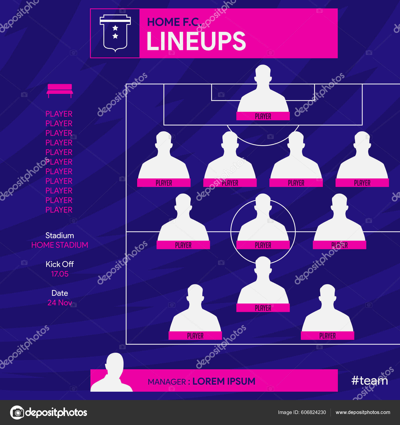 Football Team Formation Starting List Lineups Infographic Template Set ...