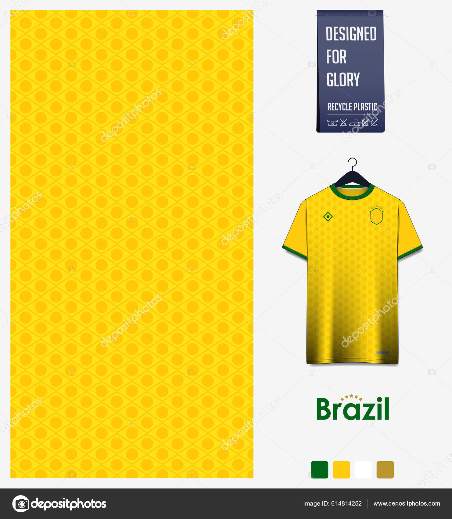 Soccer Jersey Pattern Design Brazil Flag Pattern Yellow Background ...