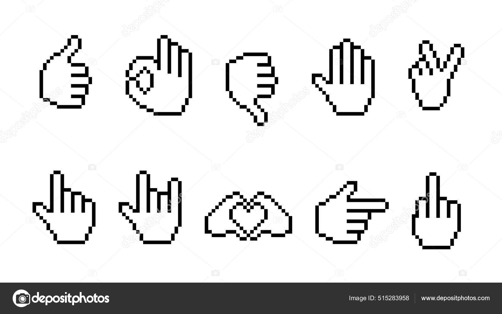 Pixel Hand Signs Heart Symbol Showing Middle Finger Goat Rock Stock ...