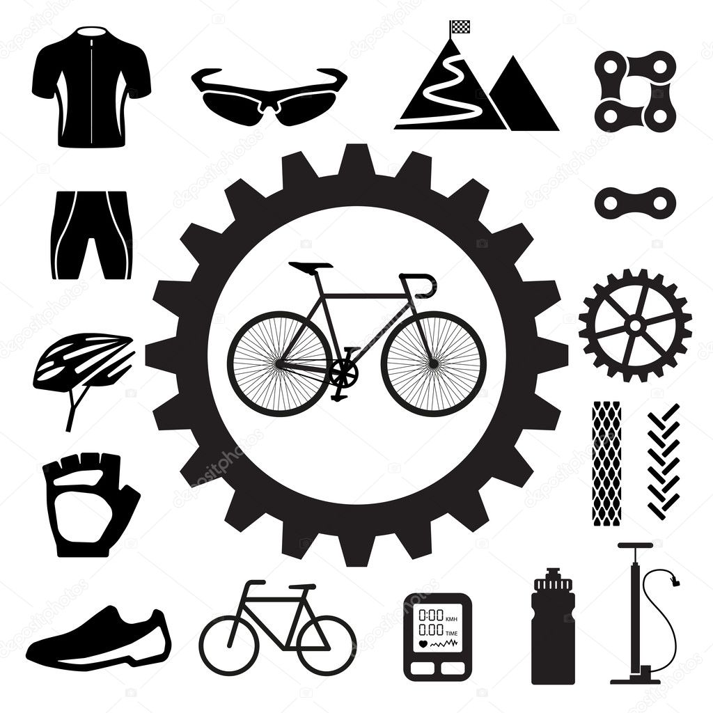 Conjunto de iconos de bicicleta vector, gráfico vectorial © kanate ...