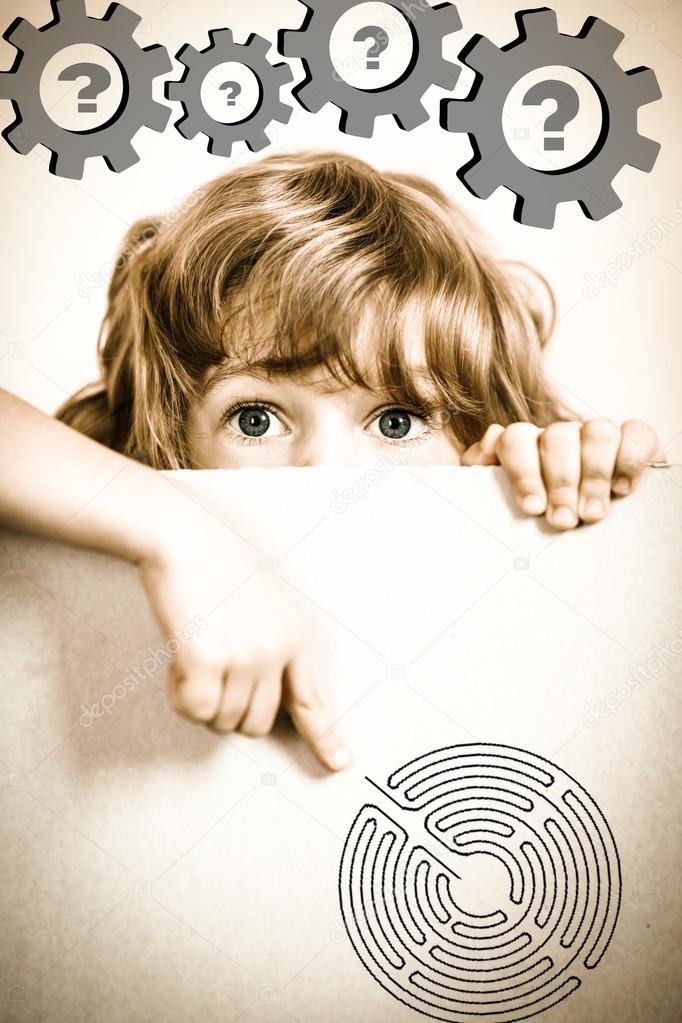 Child looking from behind the paper blank — Stock Photo © Yaruta #38162829