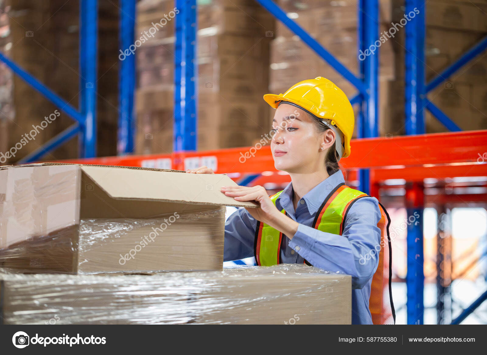 Female Warehouse Worker Working Distribution Warehouse Distillery ...