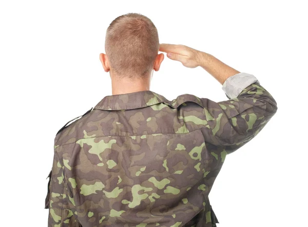 Side view of army soldier standing in attention Stock Photo by ©Gladkov ...