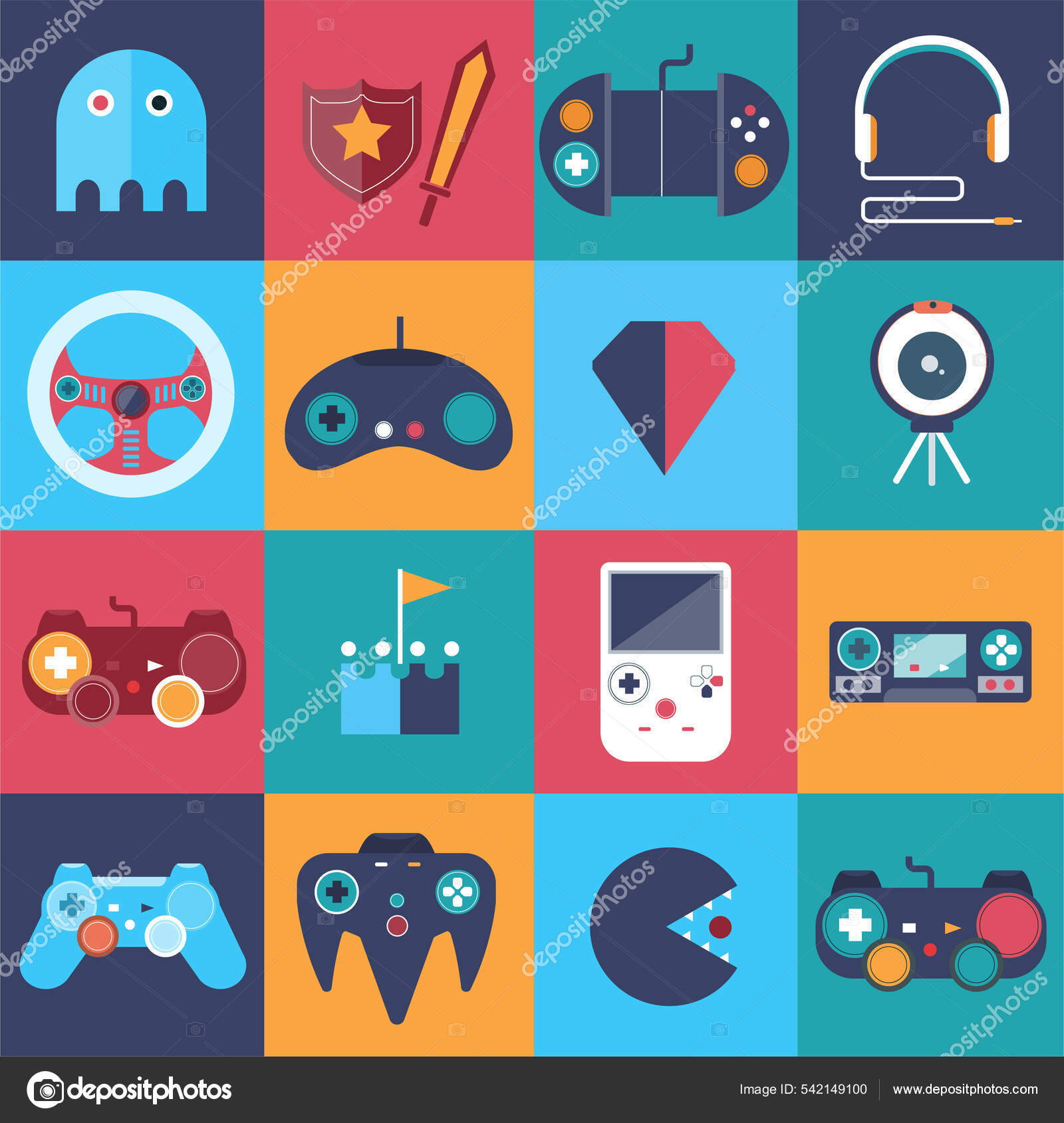 Game Icons Set Gadget Signs Vector Illustrations Stock Vector by ©issay ...