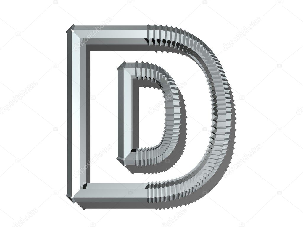3d representación de la carta en metal sobre un fondo blanco aislado ...
