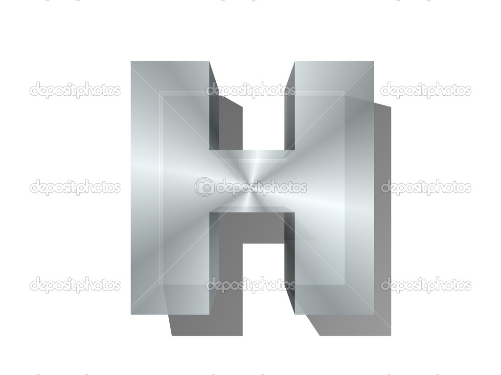 3d rendering of the letter in metal on a white isolated background ...