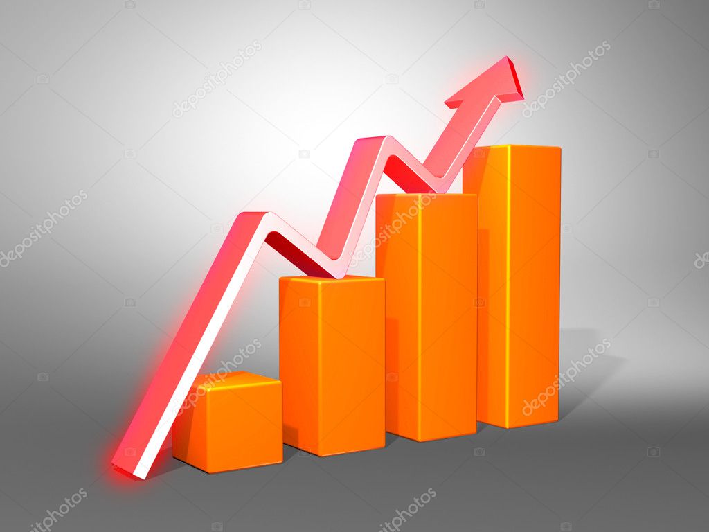 Business Graph with arrow showing profits and gains — Stock Photo ...