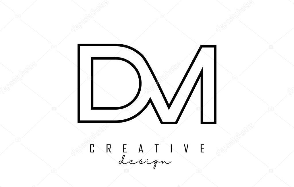 Esquema del logotipo de letras DM con un diseño minimalista. Logo de ...