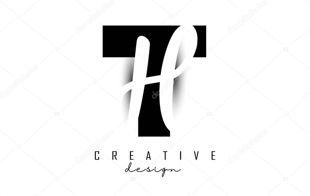 Letras Logo TH con un diseño minimalista. Letras T y H con tipografía ...