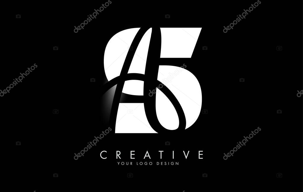 Logo de letras blancas y negras SA con un diseño minimalista. Letras S ...