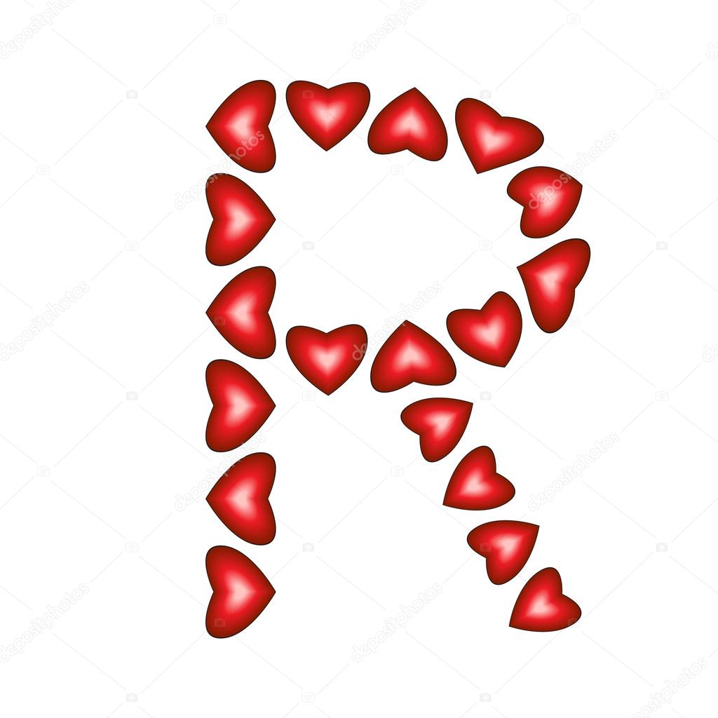 Letter R made of hearts — Stock Vector © photoroman #12684874