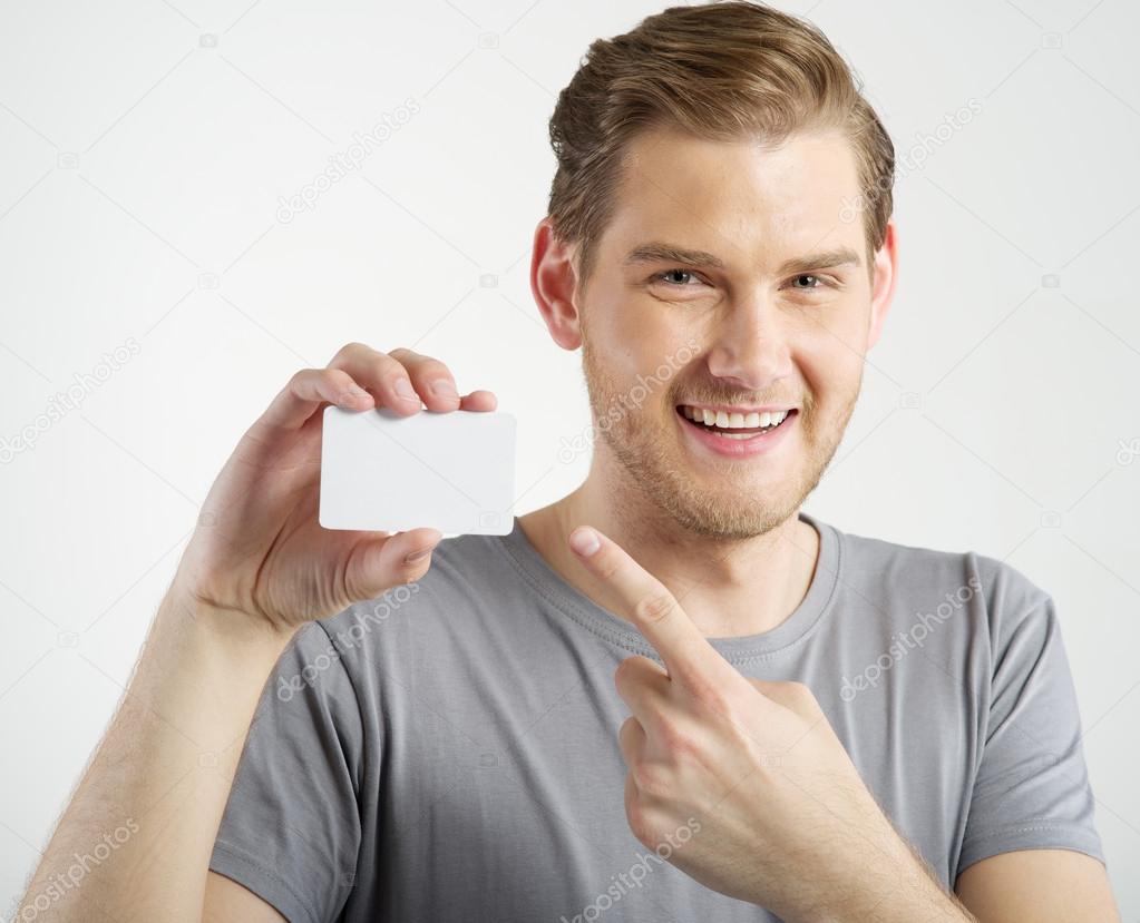 Man holding card Stock Photo by ©Oriori 46580471