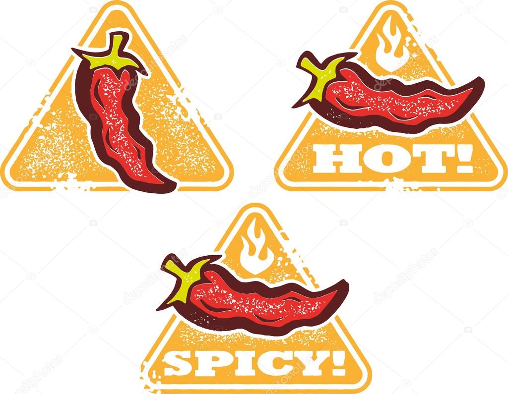 Spicy Hot Chili Pepper Signs — Stock Vector © daveh900 #42848227