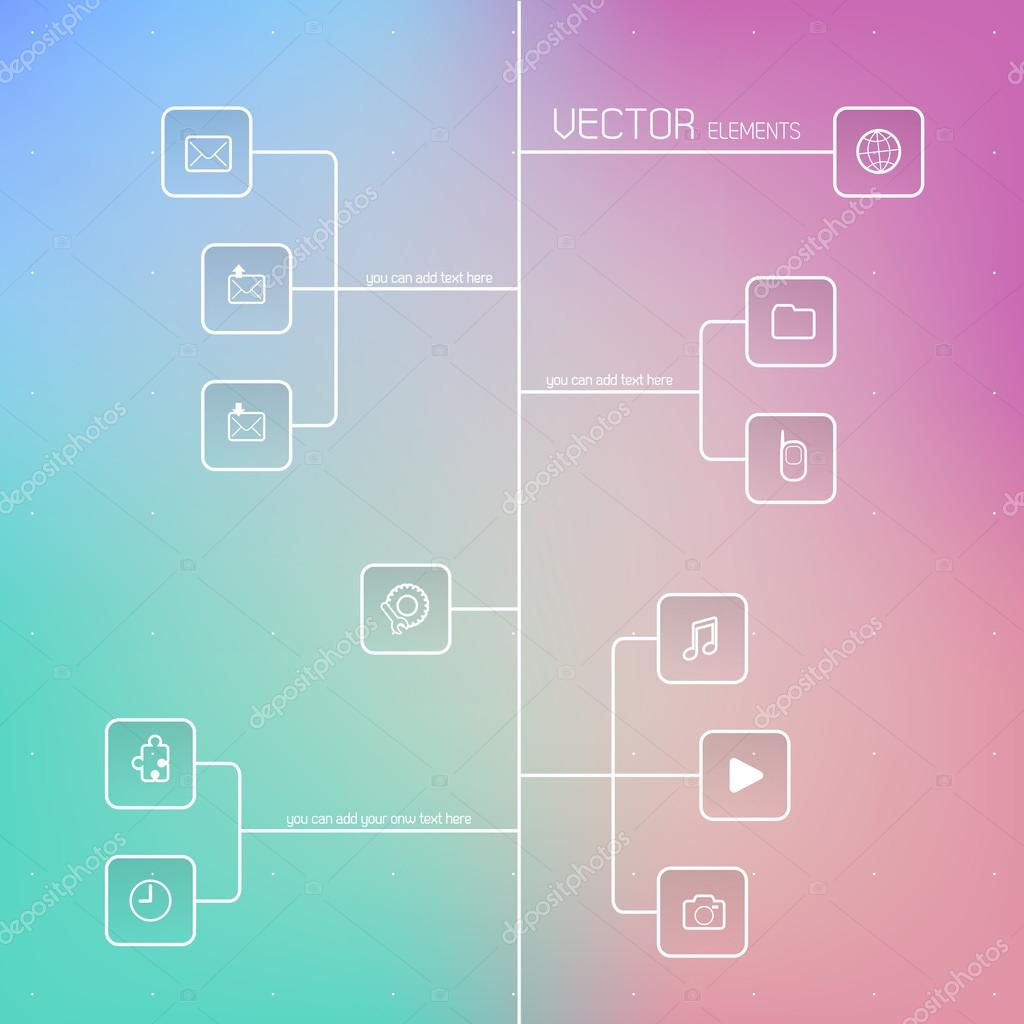 Simple flat design template with icons and symbols bubbles. Stock ...