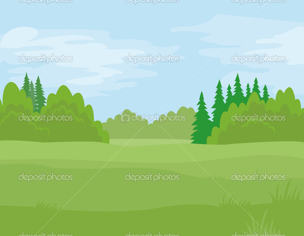 2D color Landscape with tree Stock Vector by ©bigxteq 44197431