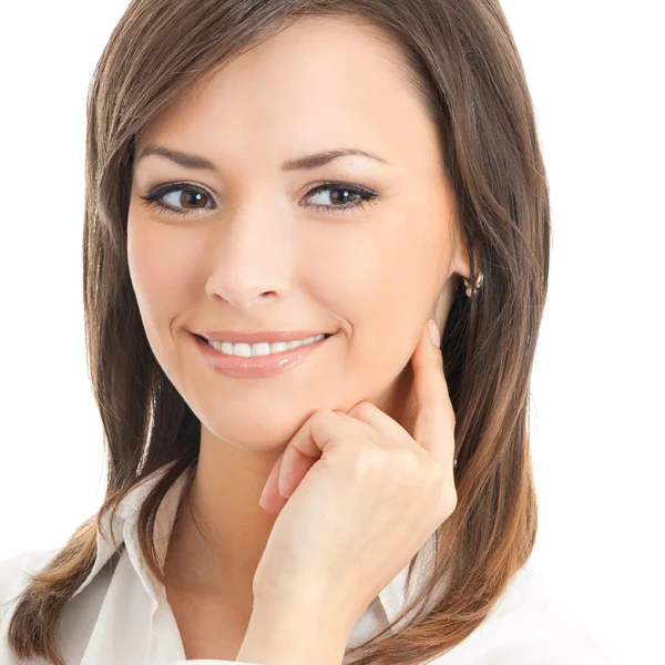 Happy smiling business woman, over white — Stock Photo © g_studio #10463035