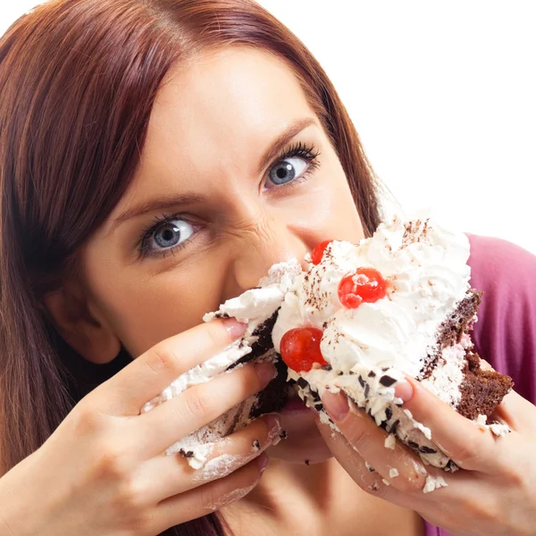Young woman eating pie Stock Photo by ©g_studio 64570911