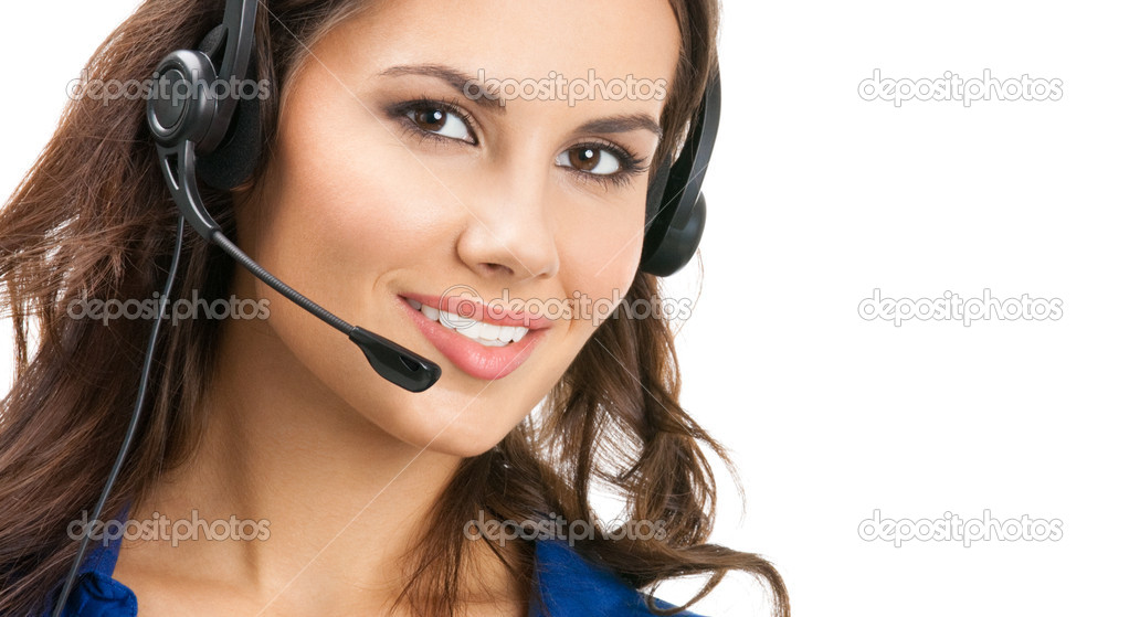 Support phone operator in headset, isolated ⬇ Stock Photo, Image by © g_studio #21704701