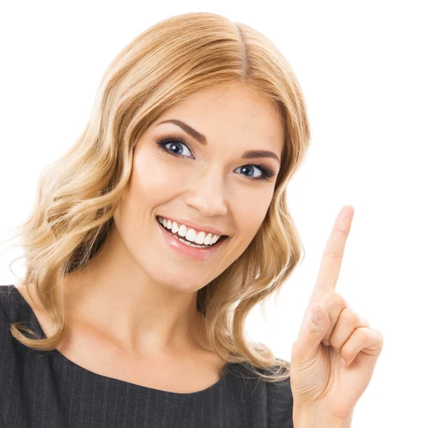 Woman showing call me gesture, isolated — Stock Photo © g_studio #75280065