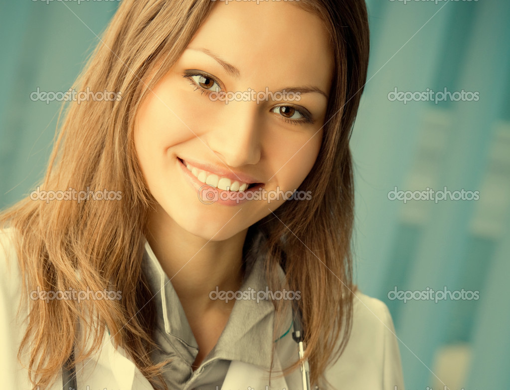 Cheerful female doctor at office — Stock Photo © g_studio #49156747