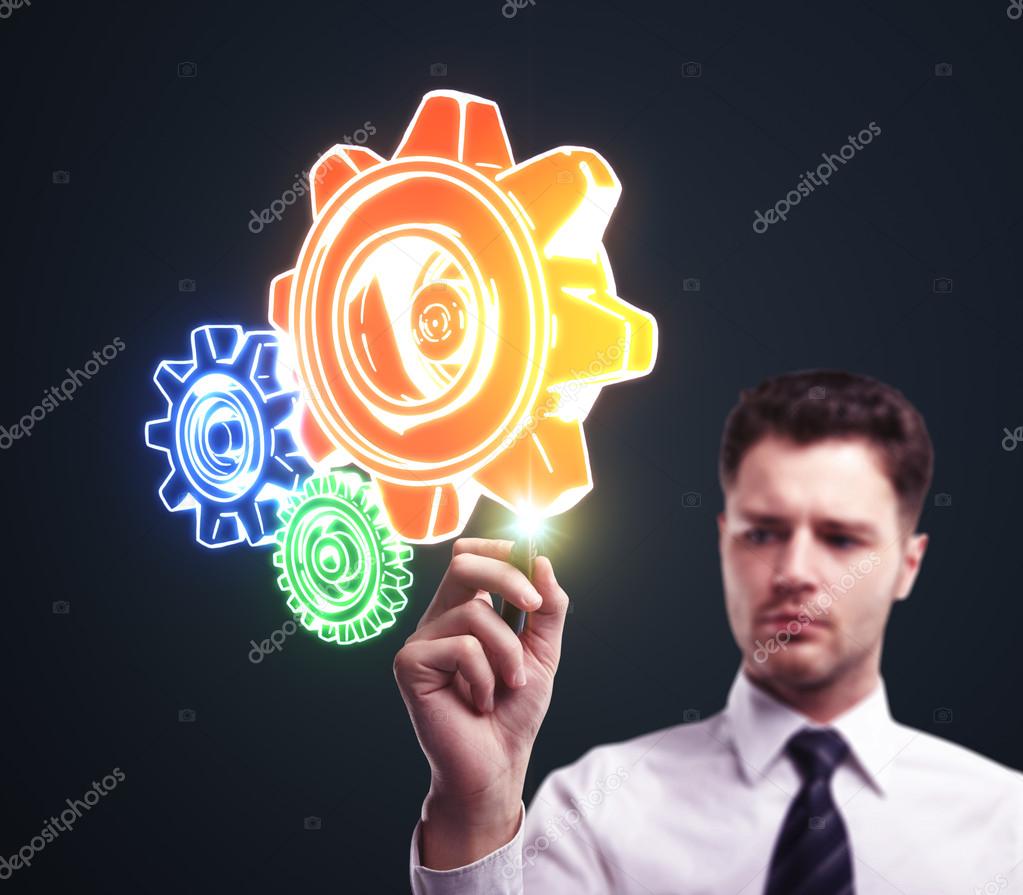 Drawing color gears Stock Photo by ©peshkova 13167734