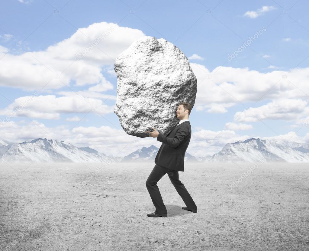 Hombre sosteniendo roca: fotografía de stock © peshkova #24982595 ...