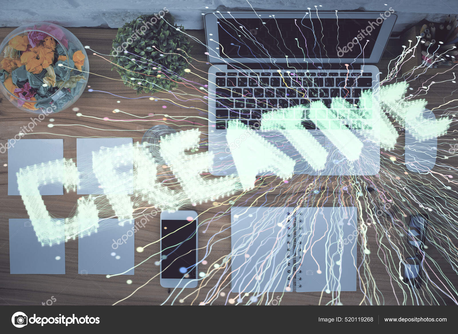 Start Theme Drawing Computer Desktop Background Top View Double ...