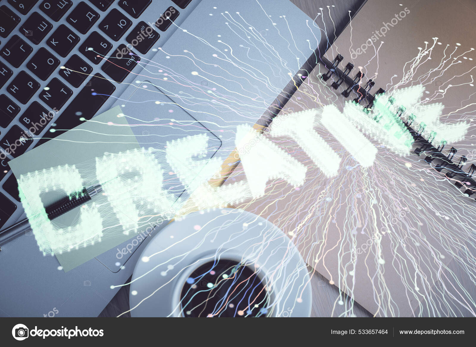 Start Theme Drawing Computer Desktop Background Top View Double ...