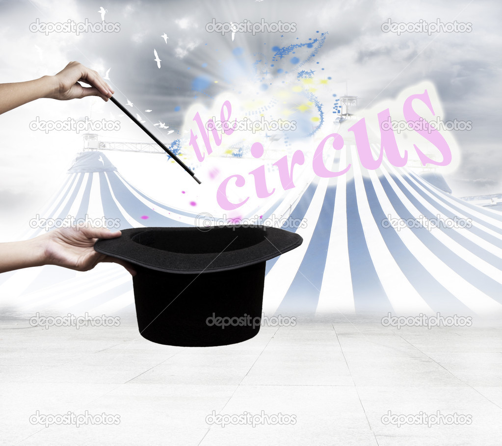 Magic wand with circus background Stock Photo by ©carballo 34969337