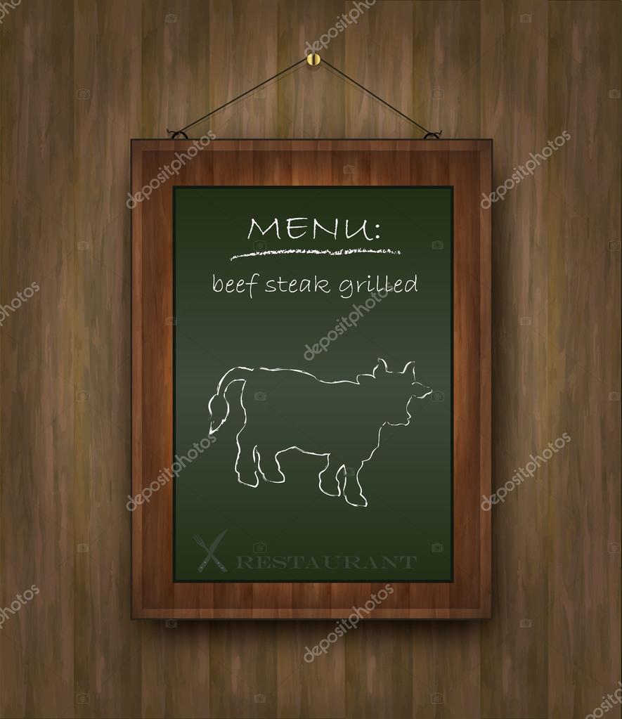Blackboard wood menu beef cow green Stock Vector Image by ©Mondi.h ...