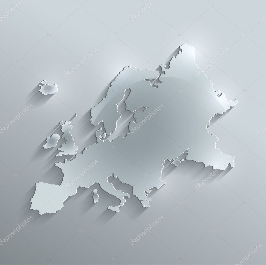 Raster Europe map glass card paper 3D — Stock Photo © Mondi.h #34484459