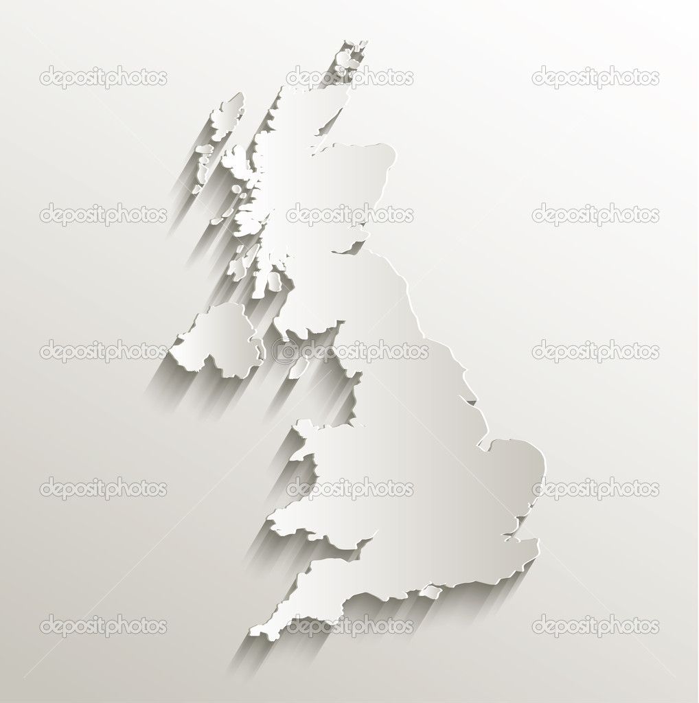United Kingdom map card paper 3D natural raster — Stock Photo © Mondi.h ...
