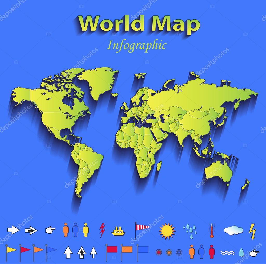 Карта світу інфографічна політична карта окремих держав синьо-зелений ...