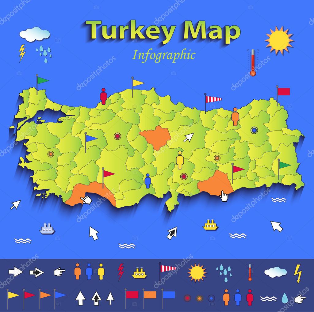 Turkey Map Infographic Political 44557449 - WDRFree