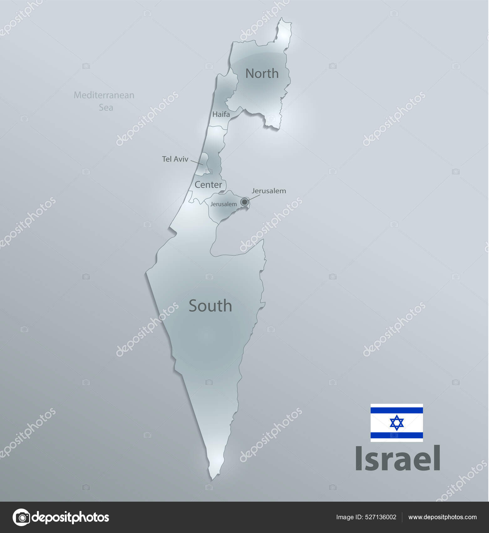 Israël Carte Drapeau Division Administrative Sépare Les Régions Les ...