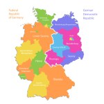 Germany map (colored by states and administrative districts) with ...
