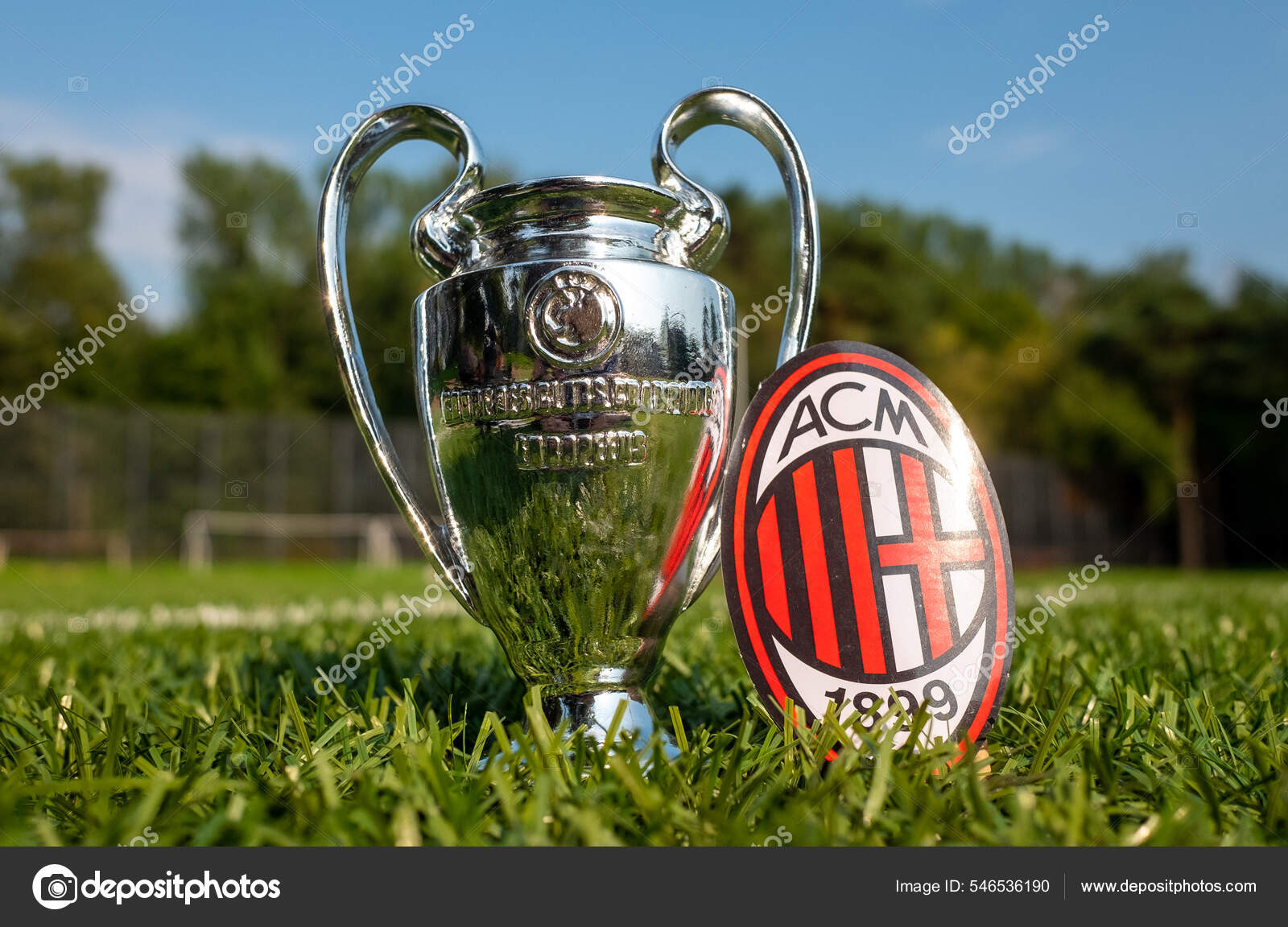 August 2021 Milan Italy Emblem Milan Football Club Uefa Champions ...