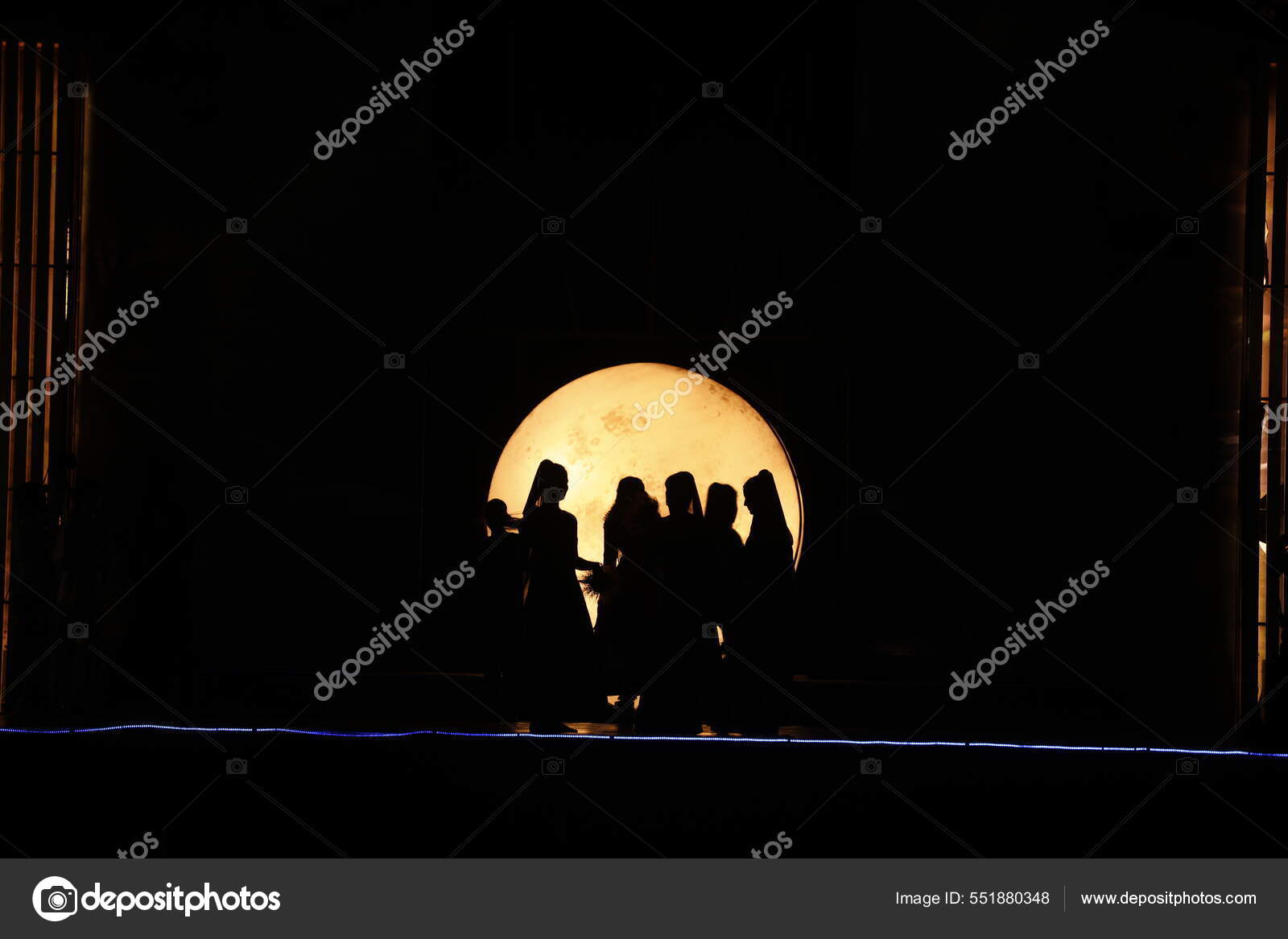 Dancers Silhouette Moonlight Stage — Stock Photo © rajastills #551880348