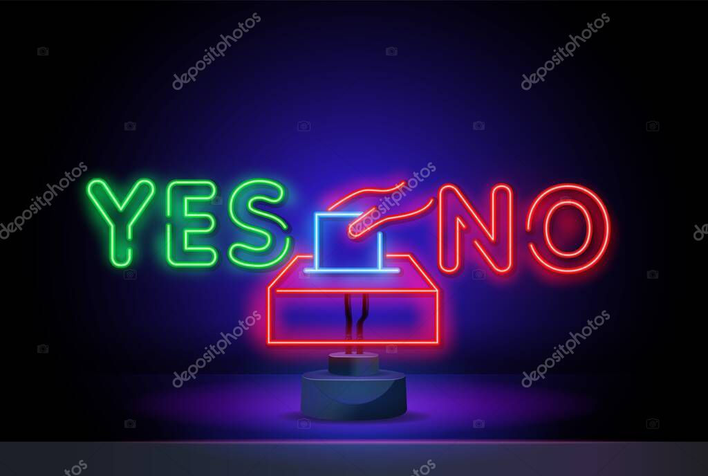 Sí No Neon Text Vector. Sí, no hay señal de neón. Ilustración vectorial ...